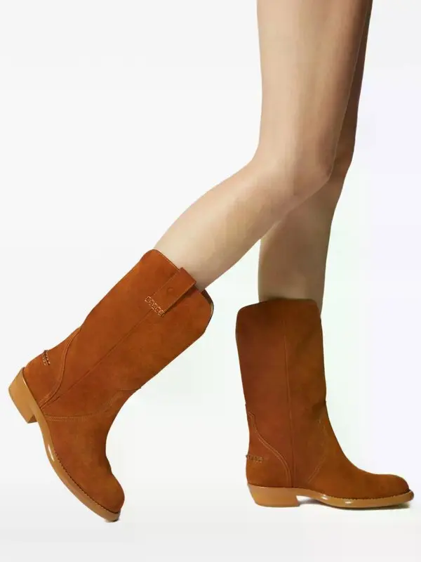 ODISSI Suede Cowboy Boots - Brown