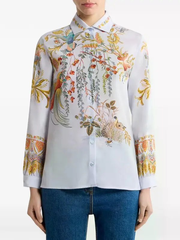 Etro Floral-fauna Print Silk Shirt