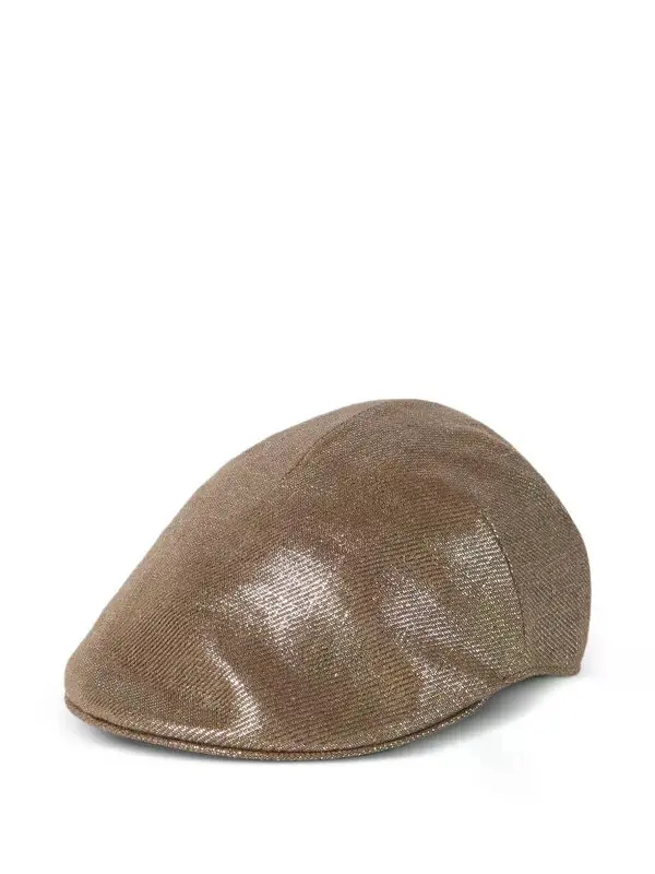 Brunello Cucinelli Sparkling Linen Beret - Brown