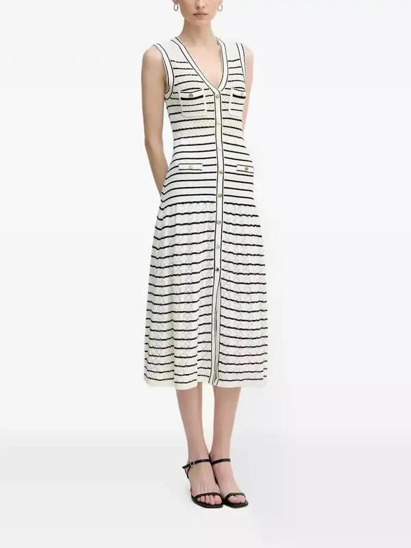 GAUDI Striped Button Midi Dress