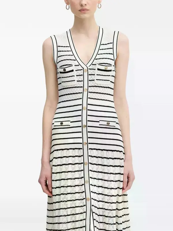 GAUDI Striped Button Midi Dress