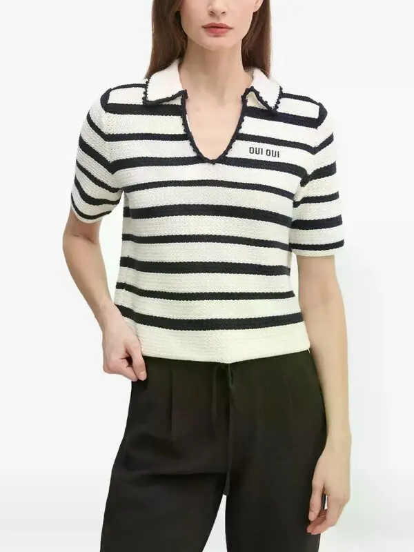 OUI Striped Knitwear With Crochet Trim