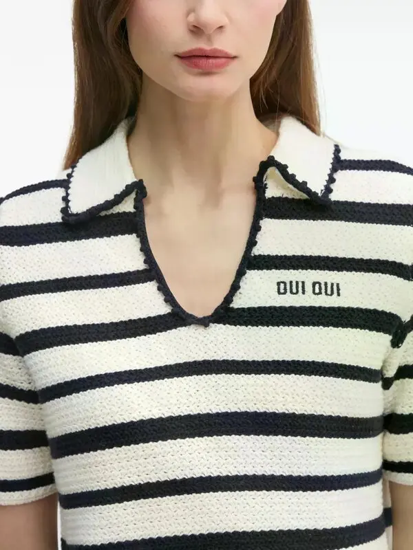OUI Striped Knitwear With Crochet Trim
