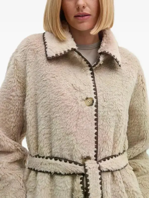 OUI Belted Scalloped Trim Coat