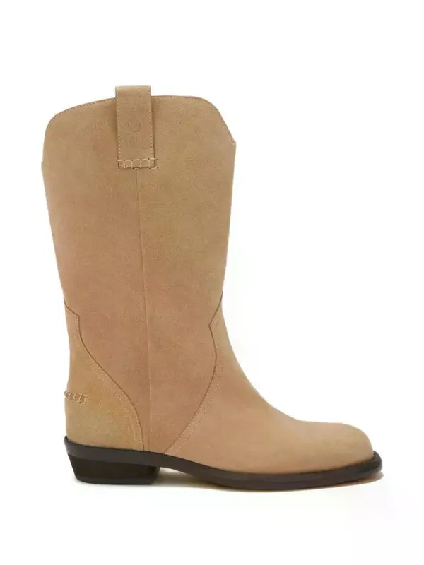 ODISSI Suede Cowboy Boots - Neutrals