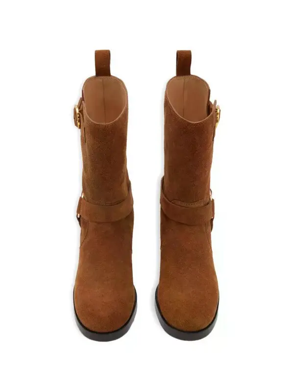 ODISSI Hailey Strapped Suede Boots - Brown