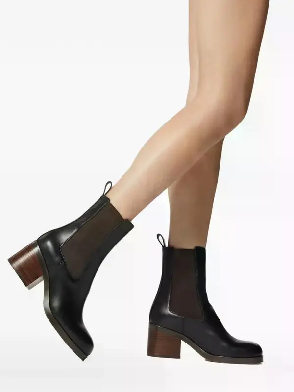 ODISSI Grace Stacked Heel Boots - Black