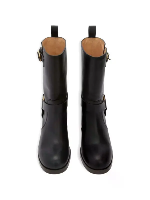 ODISSI Harnessed Leather Boots - Black