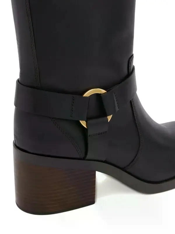 ODISSI Harnessed Leather Boots - Black