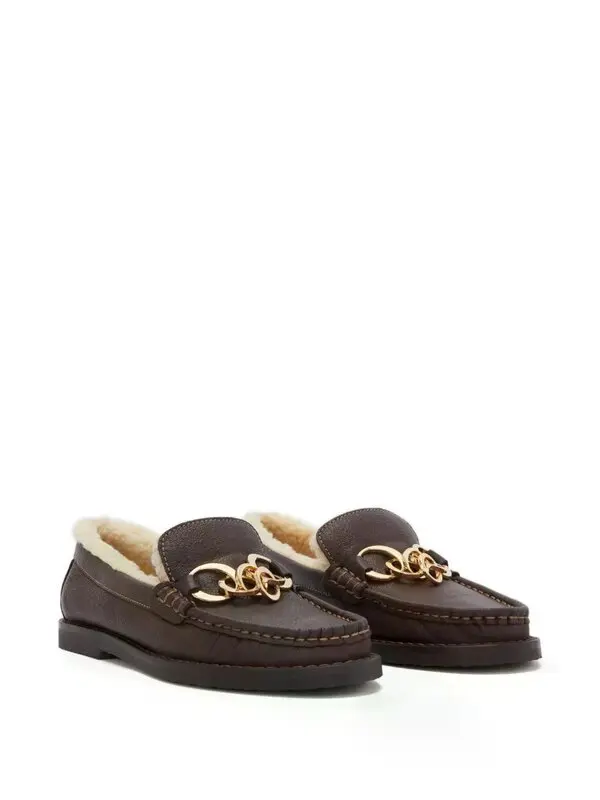 ODISSI Grainy Chain Loafers - Brown