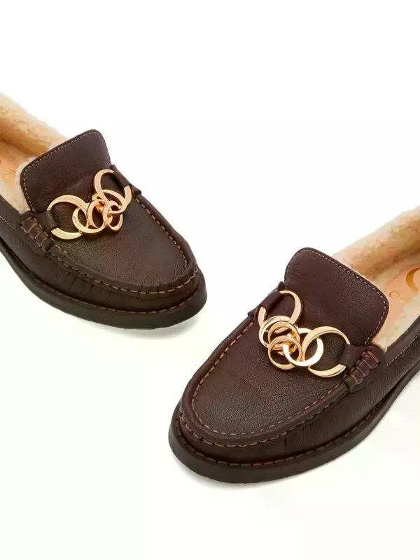 ODISSI Grainy Chain Loafers - Brown