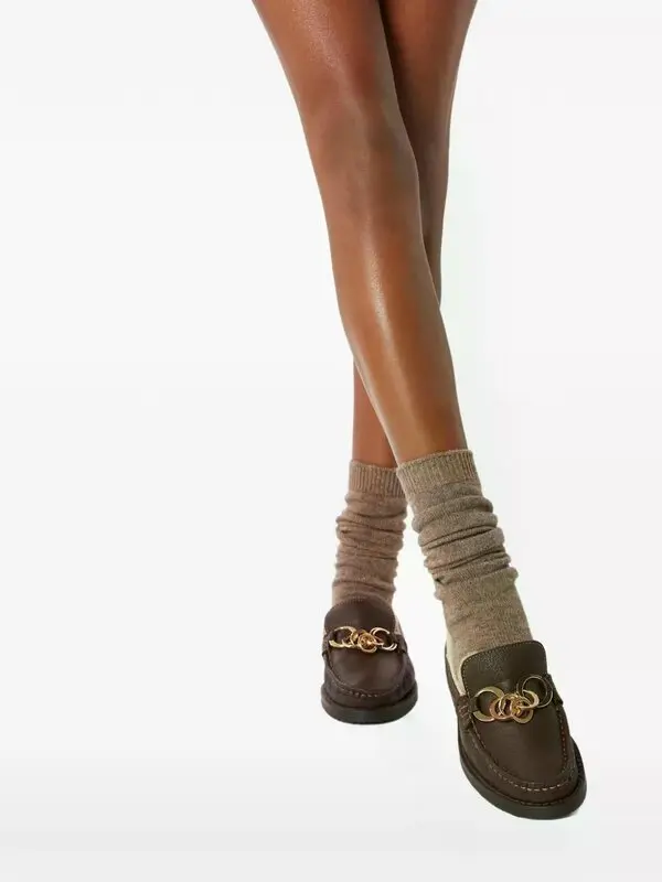 ODISSI Grainy Chain Loafers - Brown