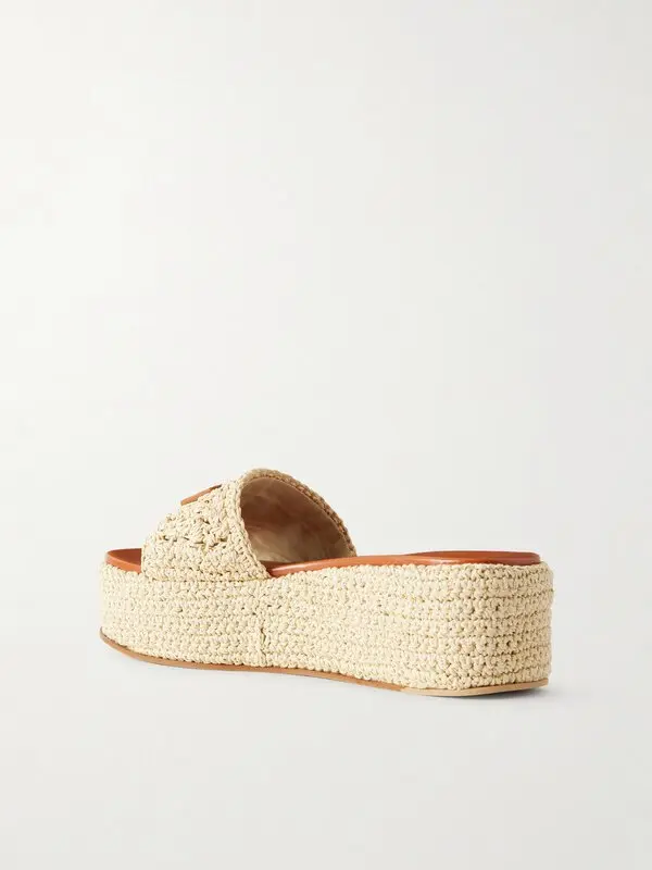 Versace Logo-embellished Raffia Platform Slides