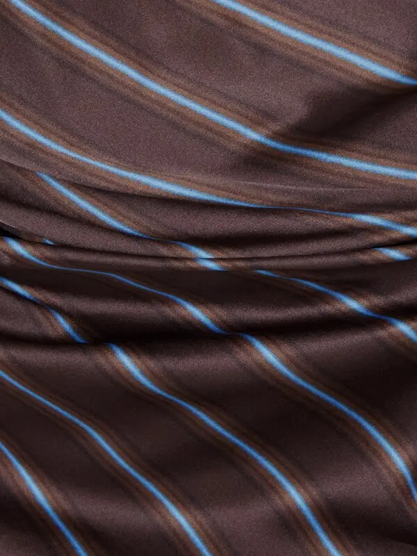 Staud Phare Draped Striped Stretch-silk Midi Dress - Brown