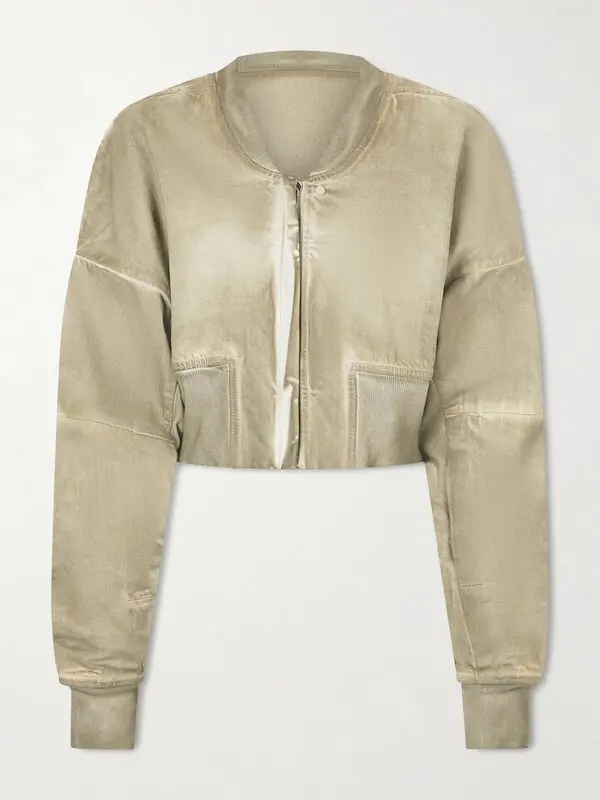 Rick Owens Cropped Distressed Denim Jacket - Neutrals