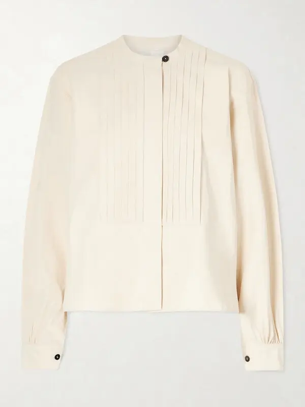 JIL SANDER Pleated Linen Shirt - Neutrals
