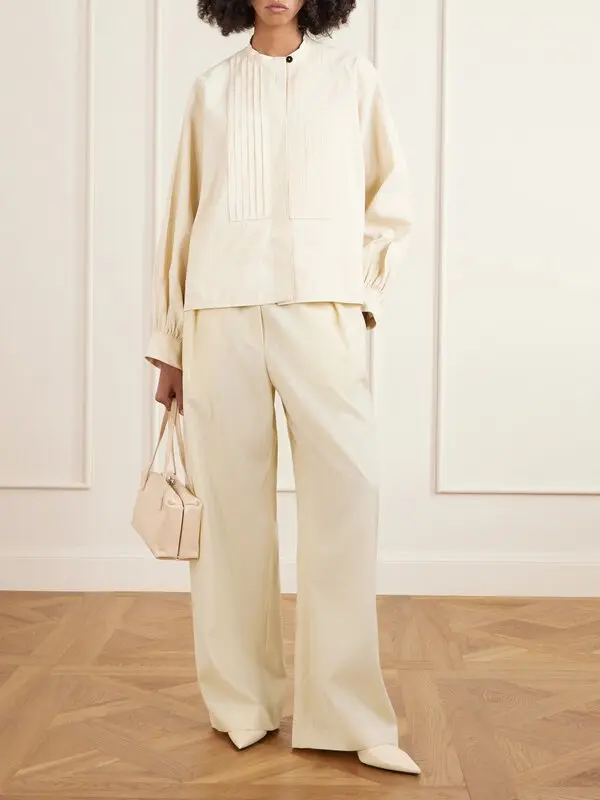 JIL SANDER Pleated Linen Shirt - Neutrals