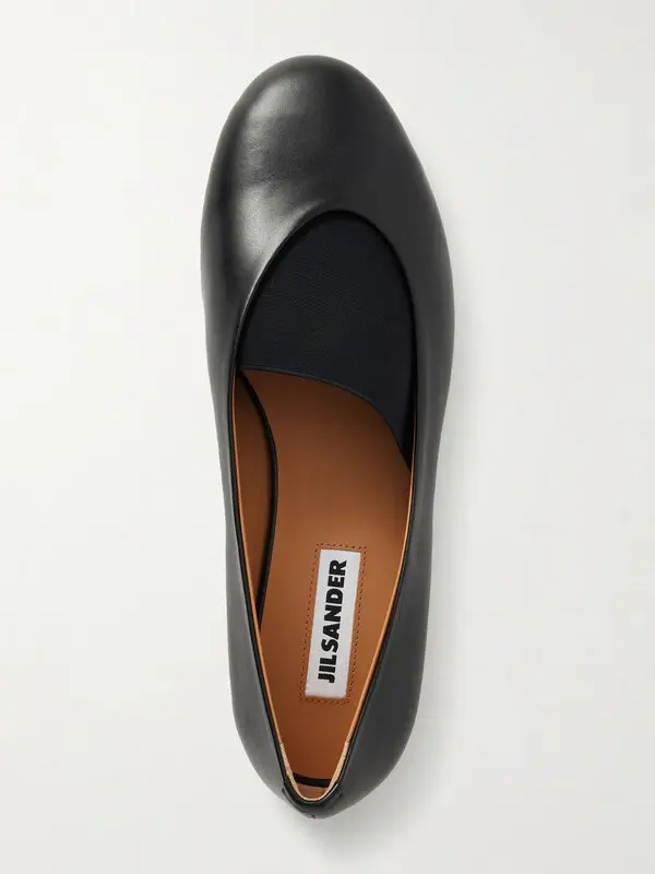 JIL SANDER Leather Ballet Flats - Black