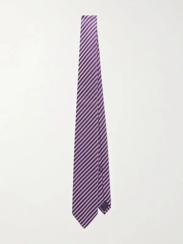 Charvet 8.5cm Striped Silk-jacquard Tie - Purple