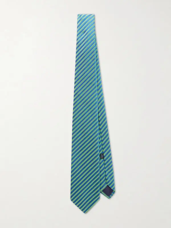 Charvet 8.5cm Striped Silk-jacquard Neck Tie - Green