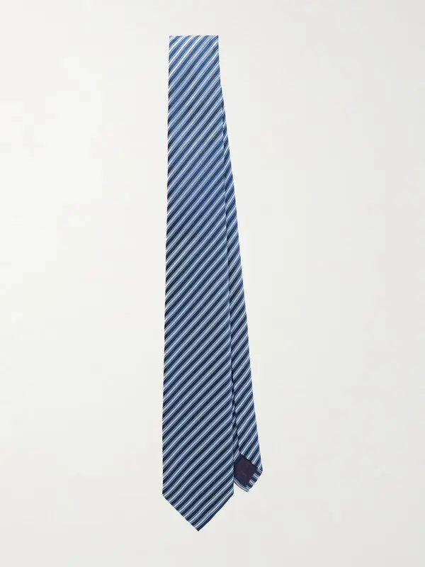 Charvet Striped Silk-jacquard Neck Tie - Blue