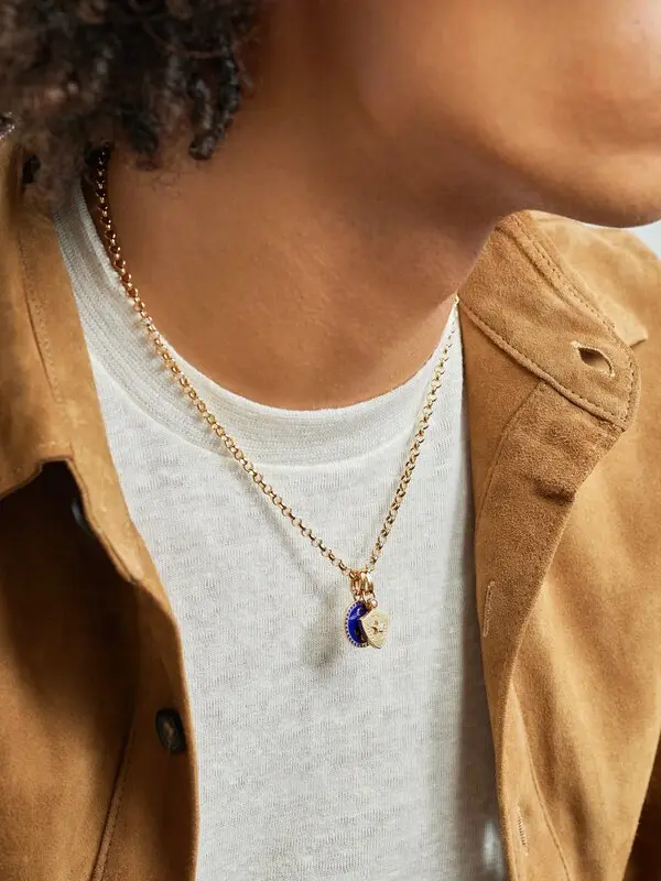 FOUNDRAE Karma Per Aspera Ad Astra Medium 18-karat Enamel And Diamond Necklace