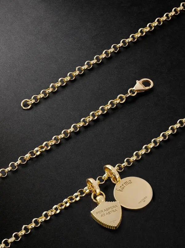 FOUNDRAE Karma Per Aspera Ad Astra Medium 18-karat Enamel And Diamond Necklace