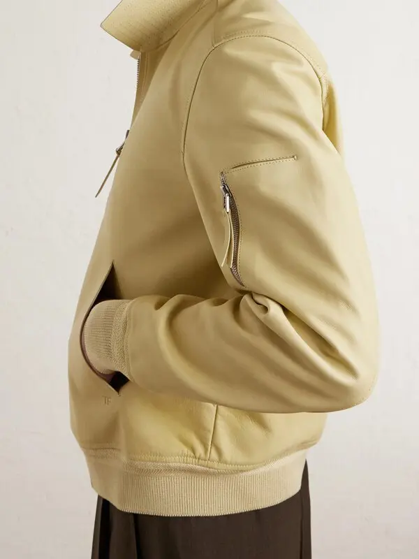 TOM FORD Leather Blouson Jacket - Yellow