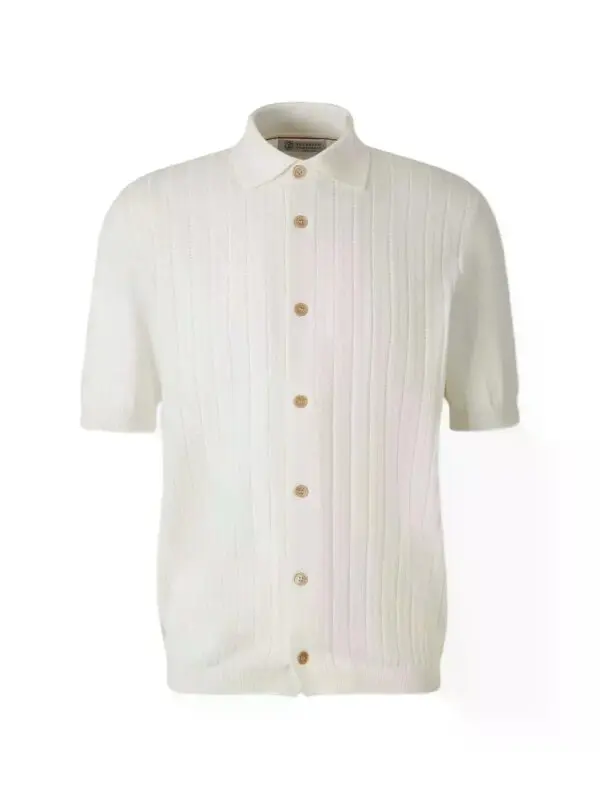 Brunello Cucinelli Ribbed Button Shirt - Neutrals