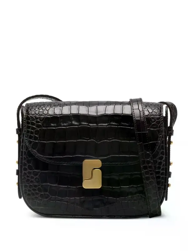 Soeur Embossed Leather Shoulder Bag