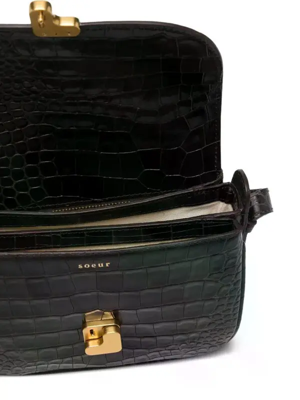 Soeur Embossed Leather Shoulder Bag