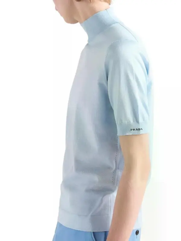 Prada Ribbed Turtleneck T-shirt - Blue