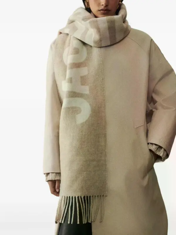 Jacquemus Fringed Logo Scarf - Neutrals
