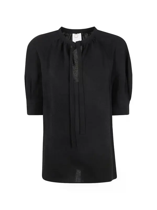 Mantū Tie-neck Shirt - Black