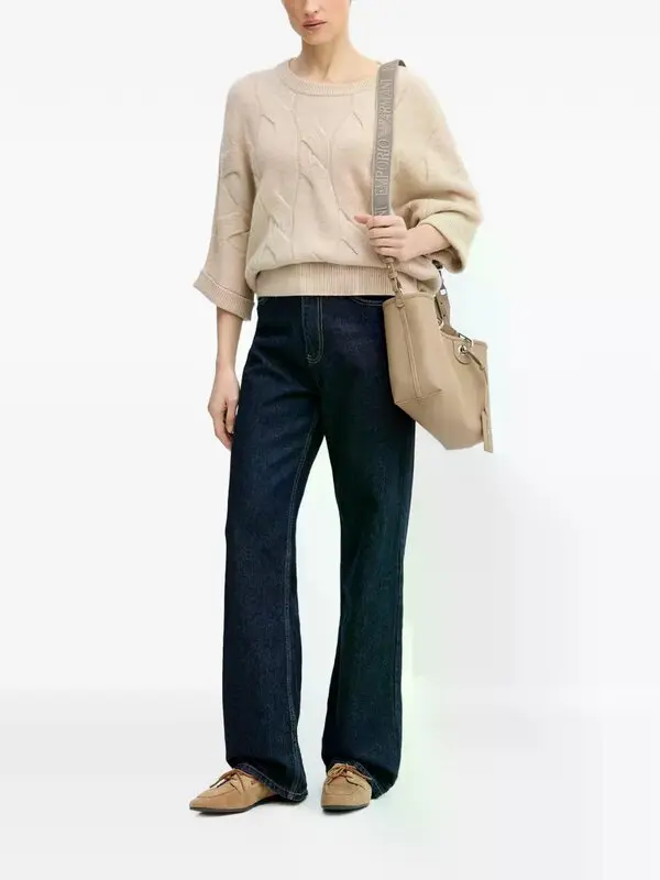 BENETTON Cable-knit Crew-neck Sweater - Neutrals