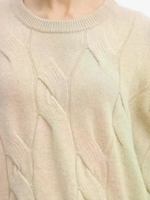 BENETTON Cable-knit Crew-neck Sweater - Neutrals