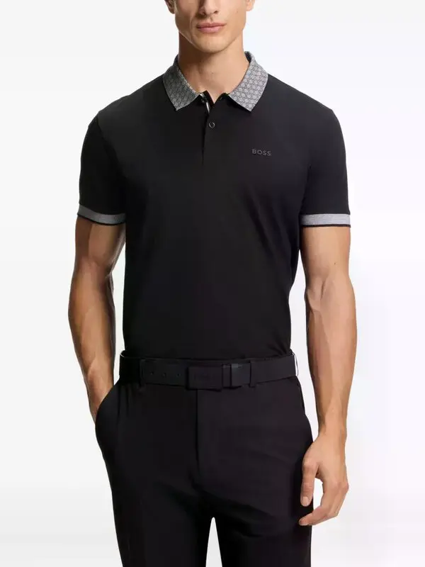 BOSS Patterned-collar Polo Shirt