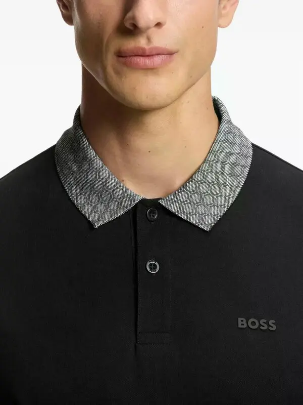 BOSS Patterned-collar Polo Shirt