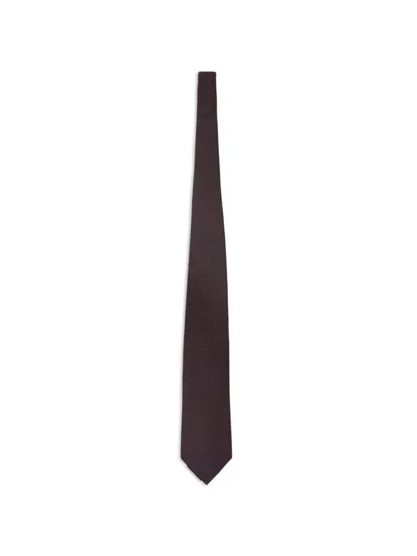 Corneliani Dotted Silk Necktie - Brown