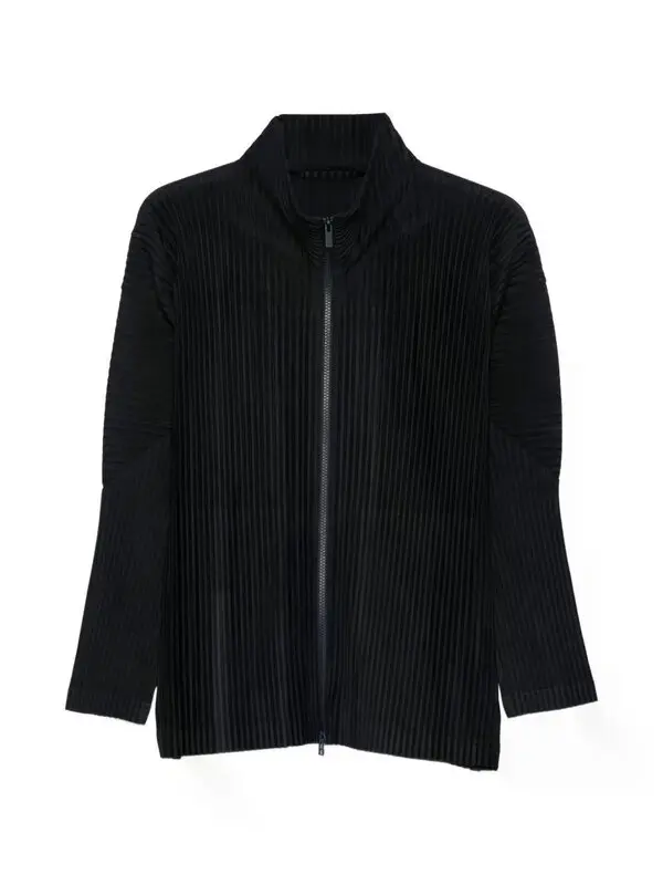 Issey Miyake Pleated Zip-up Jacket - Black