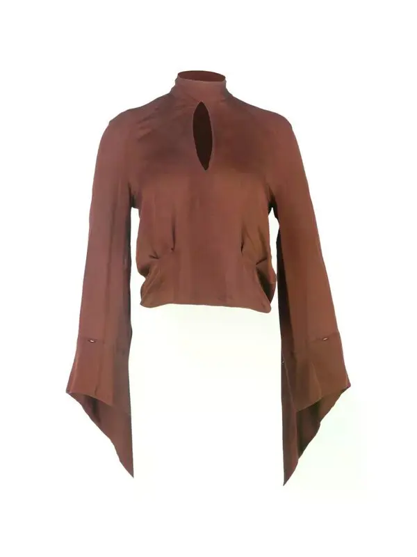 PETAR PETROV Asymmetrical Keyhole High Neck Blouse