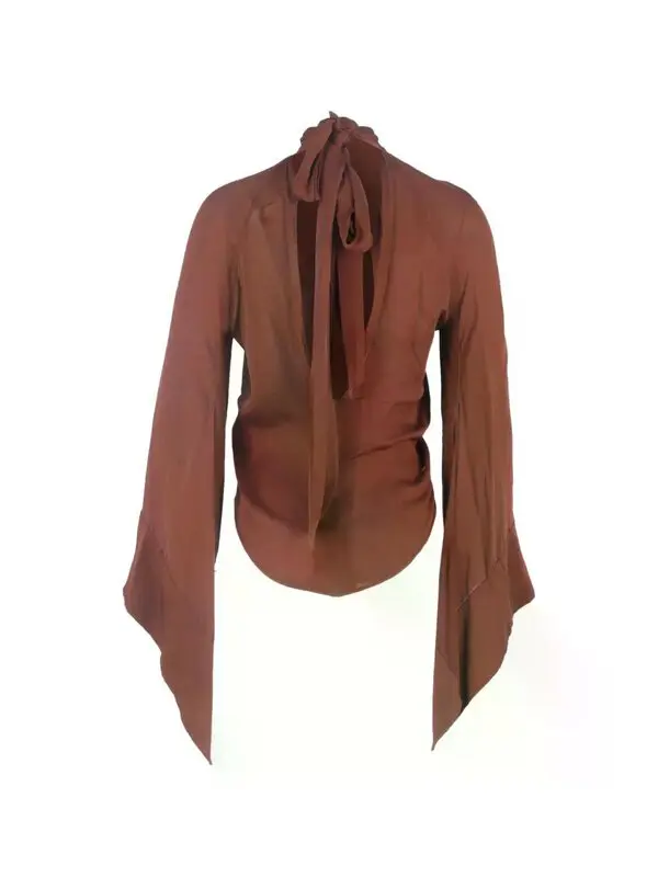 PETAR PETROV Asymmetrical Keyhole High Neck Blouse