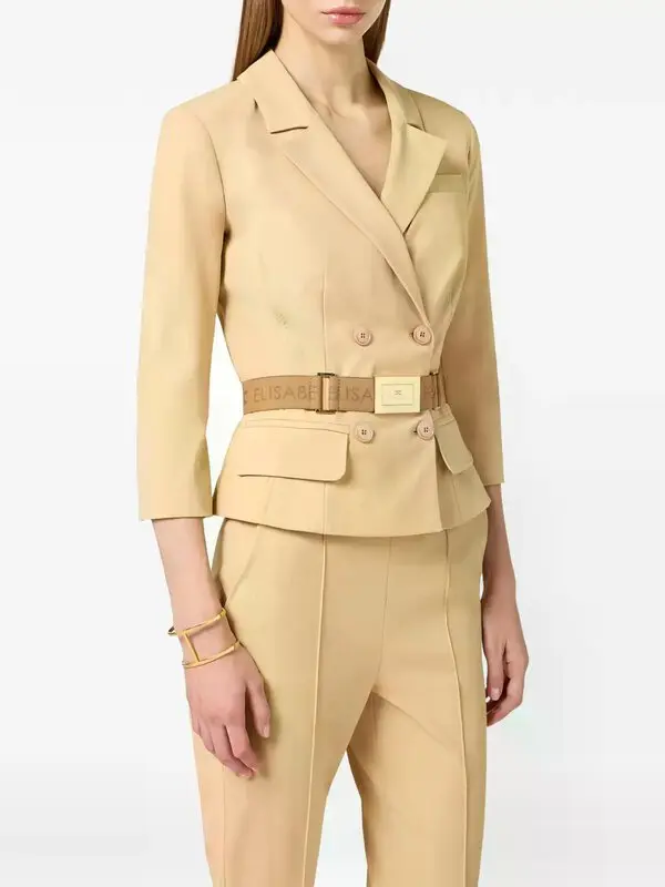 Elisabetta Franchi Belted Double-breasted Jacket - Neutrals