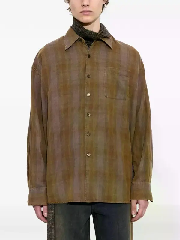 Our Legacy Borrowed Checked-pattern Shirt - Brown