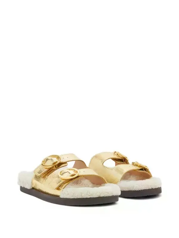 ODISSI Yuki Buckle Leather Sandals - Gold