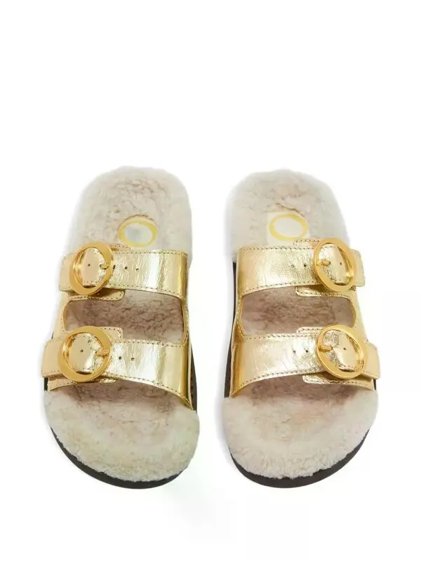 ODISSI Yuki Buckle Leather Sandals - Gold