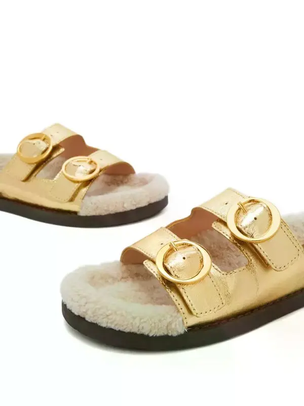 ODISSI Yuki Buckle Leather Sandals - Gold