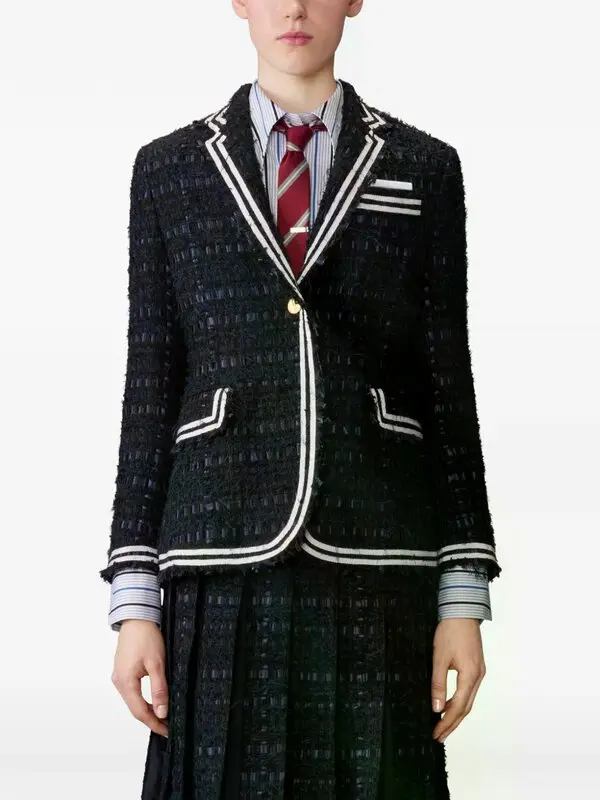 Thom Browne Unconstructed Sportcoat In Satin Ribbon Tweed