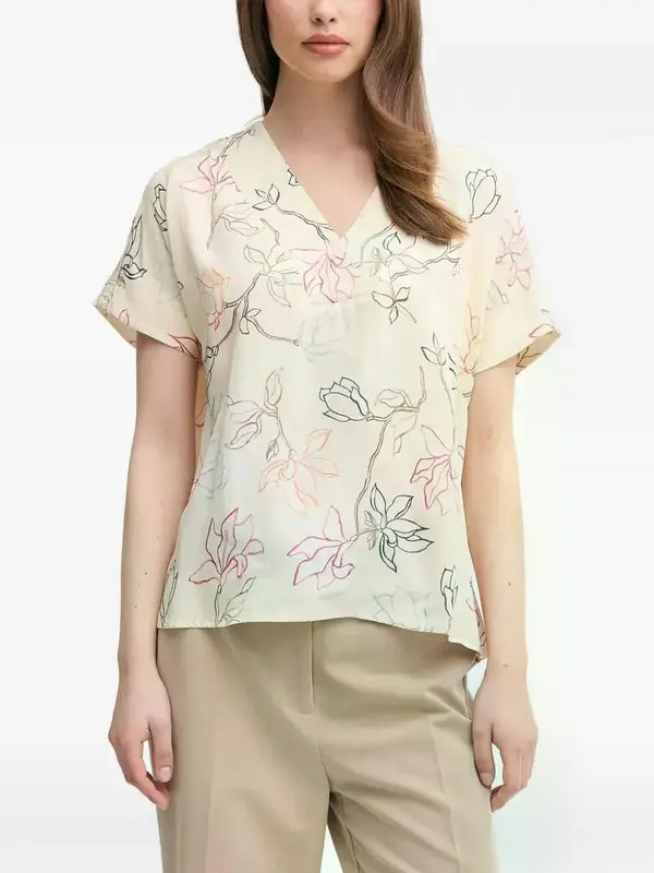 MOS MOSH Floral Print V-neck Blouse