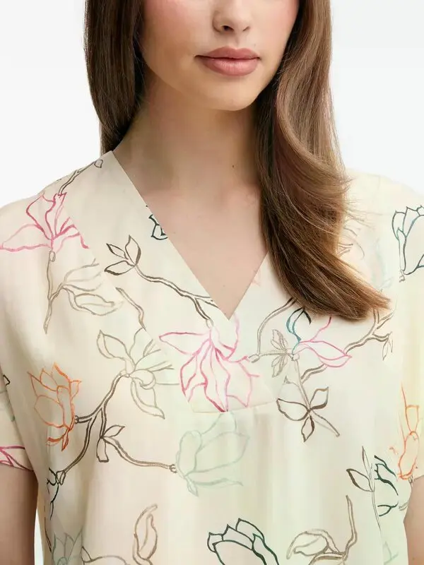 MOS MOSH Floral Print V-neck Blouse